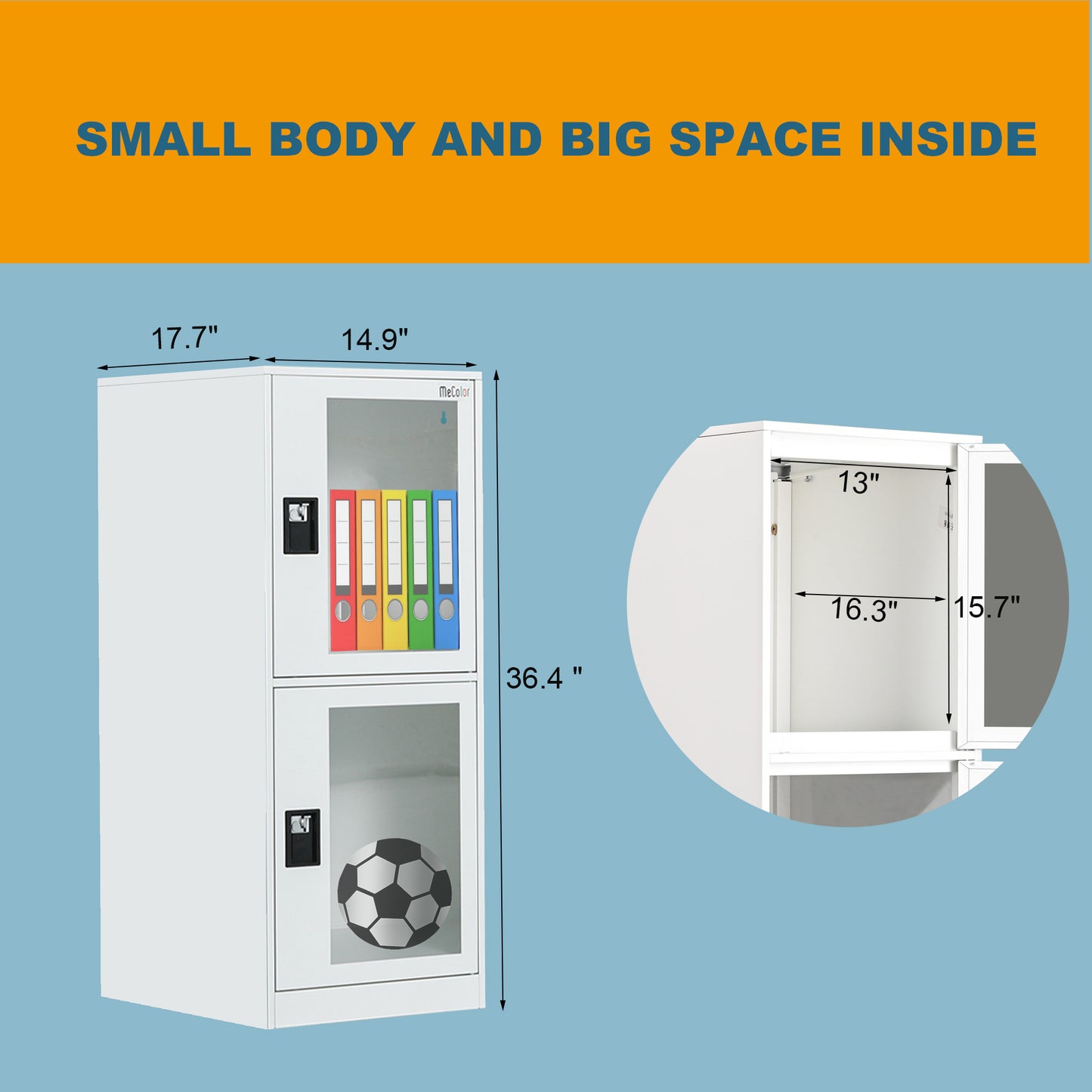 Mecolor Locker Storage Cabinet, Lockable files cabinet, Corner Cabinet