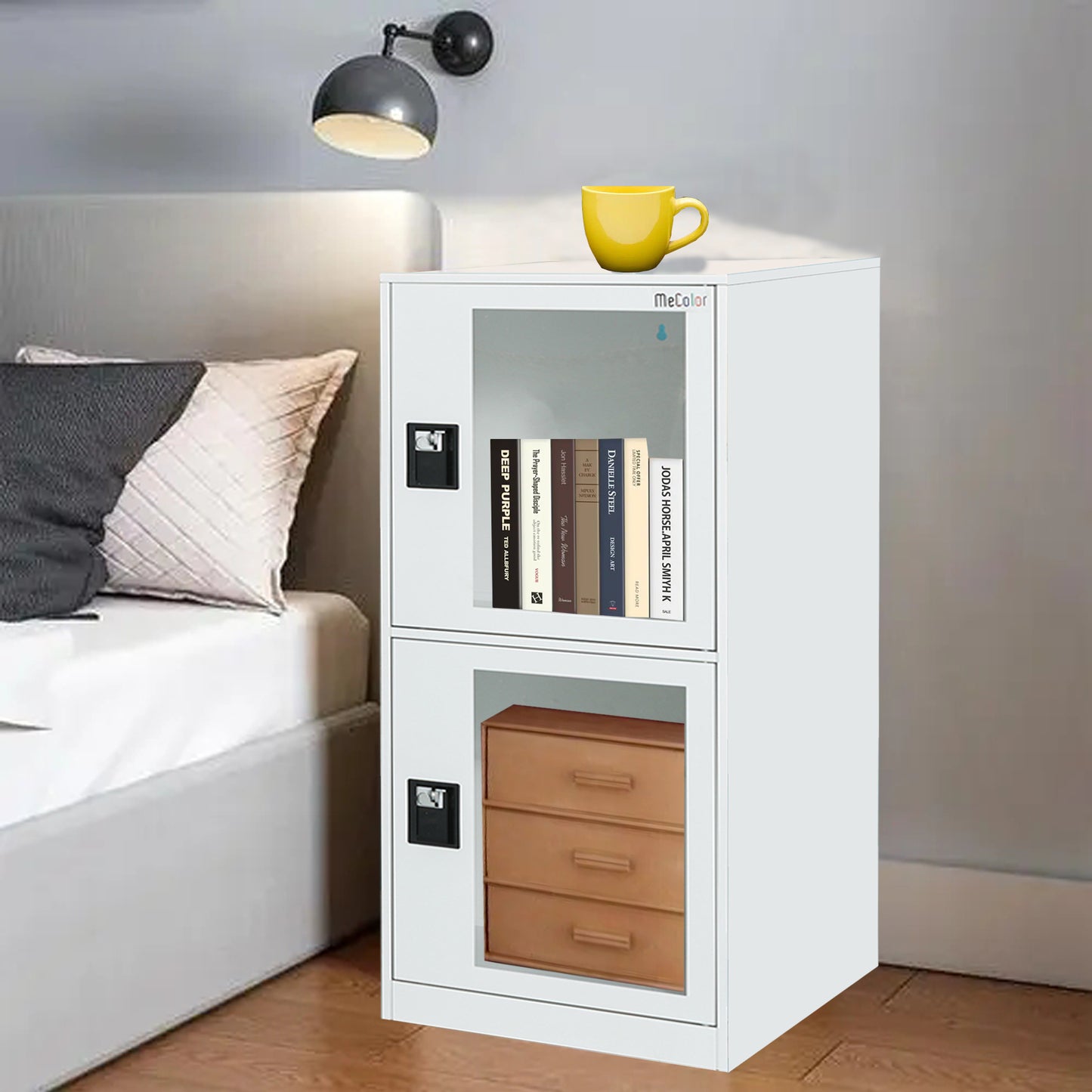 Mecolor Locker Storage Cabinet, Lockable files cabinet, Corner Cabinet
